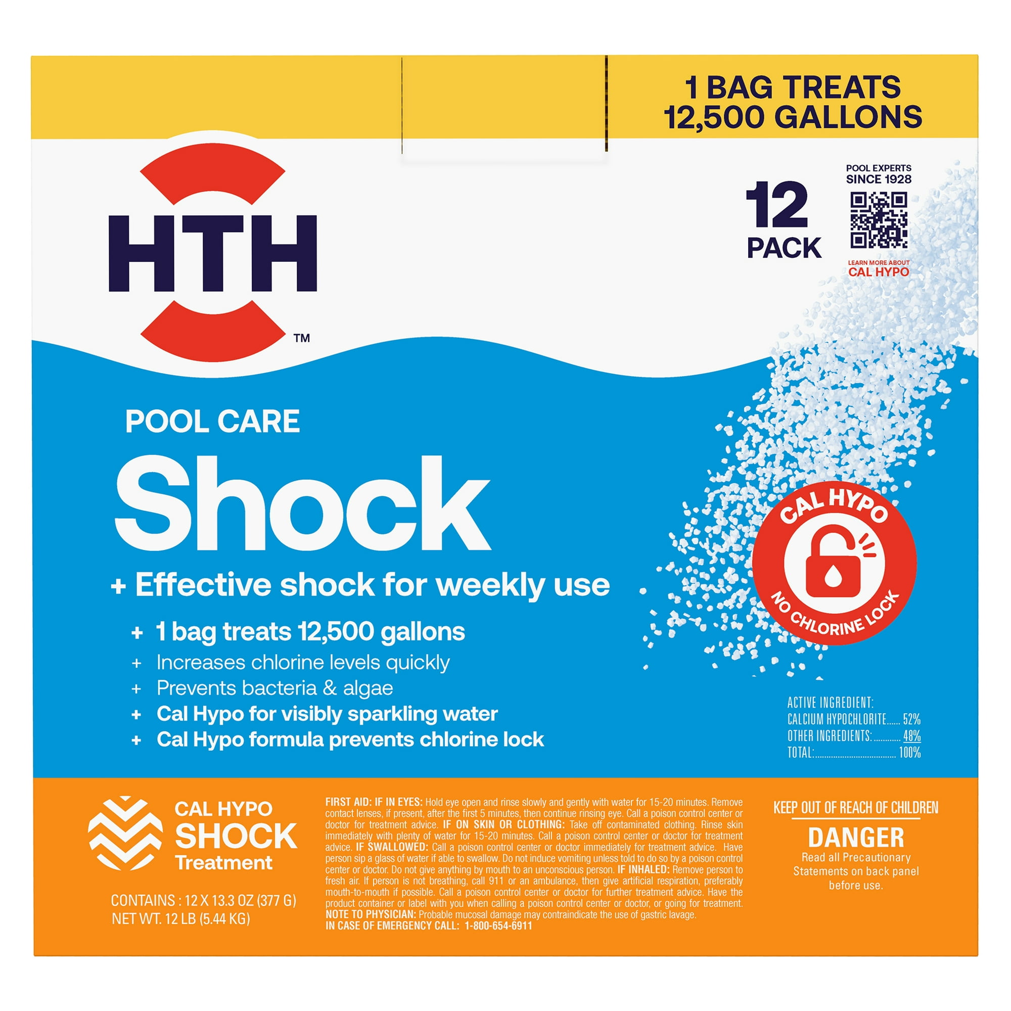 HTH Pool Care Chlorine Shock Granules for Algae Prevention, Fast-Acting ...