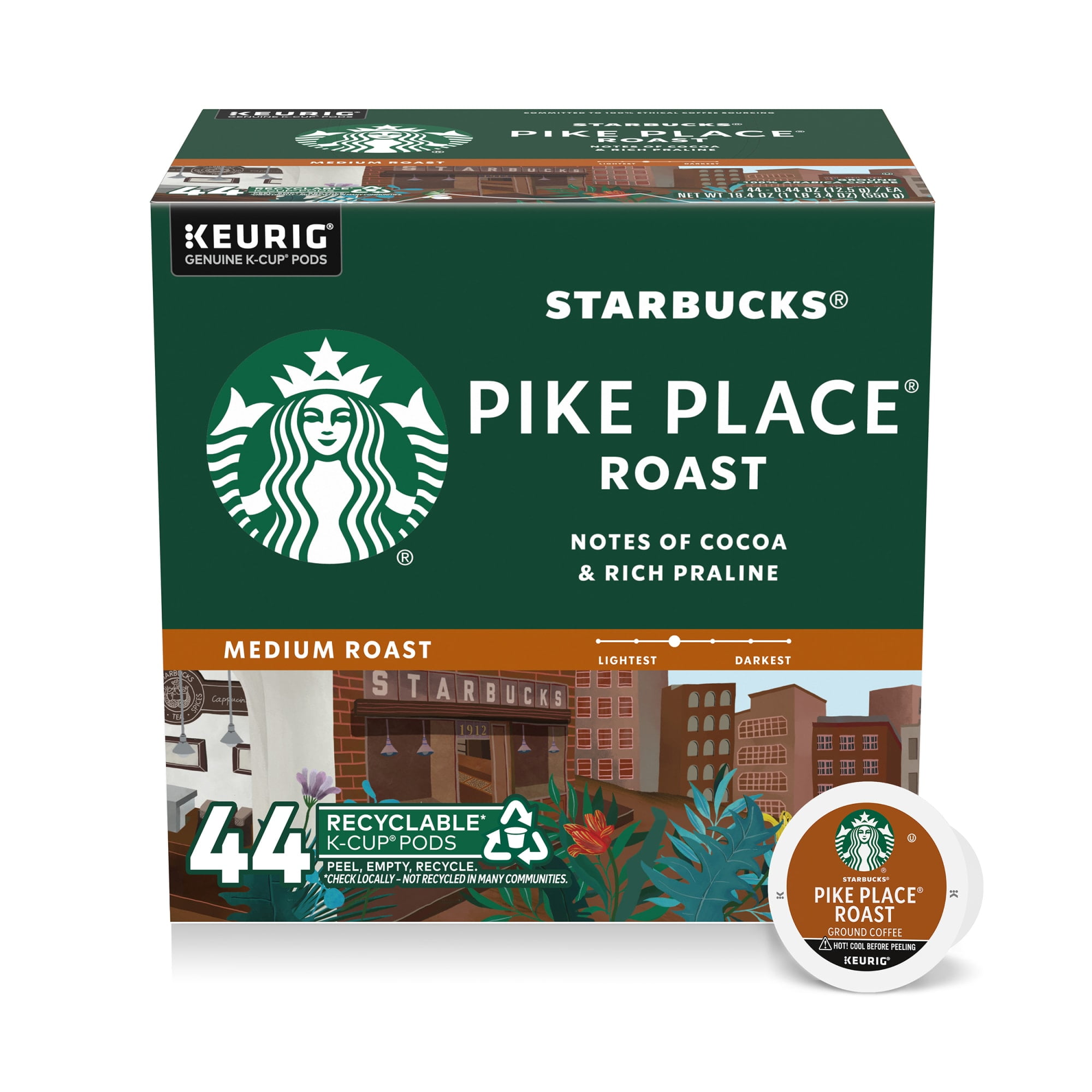 Starbucks Pike Place Roast, Hot or Iced Coffee, Medium Roast K-Cup ...